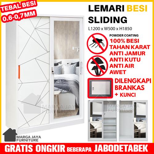 Promo Lemari Pakaian 2 Pintu Besi Metal Hitam Putih Powder Coating Baju ...