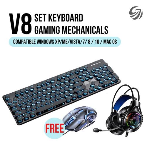 Promo CIJI Paket Komplit Keyboard Mouse set Headphone Gaming V8 ...