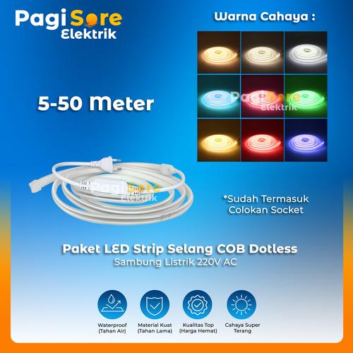 Jual Siap Pakai Tinggal Colok! Lampu LED Strip COB 220V Dotless Super ...