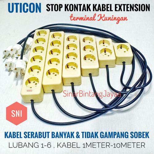 Jual UTICON Kabel Extension Stop Kontak Lubang 1-6 SNI Kabel HITAM 1M ...