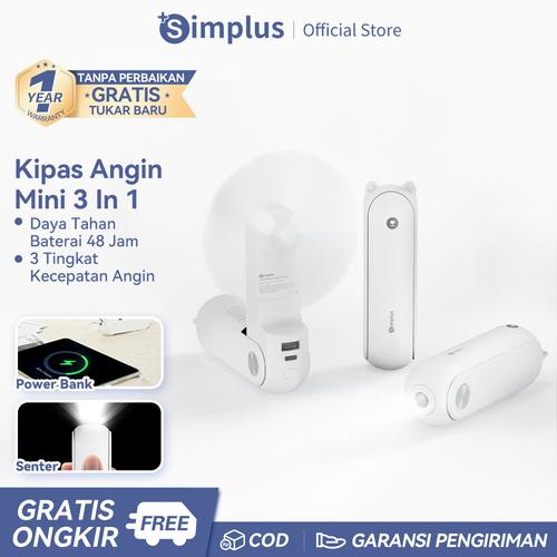 Jual Simplus Kipas Mini 3-in-1 Kipas + Power Bank + Senter 2000mAh Tahan Hingga 24 jam Senter ...