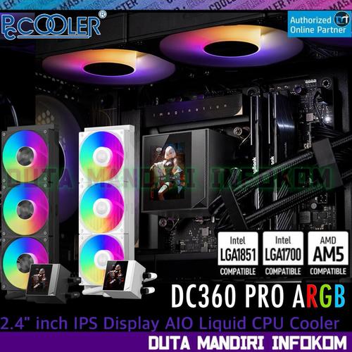 Promo PCCooler DC360 PRO ARGB - 360mm AIO Liquid CPU Cooler with 2.4" Inch IPS Screen Display ...
