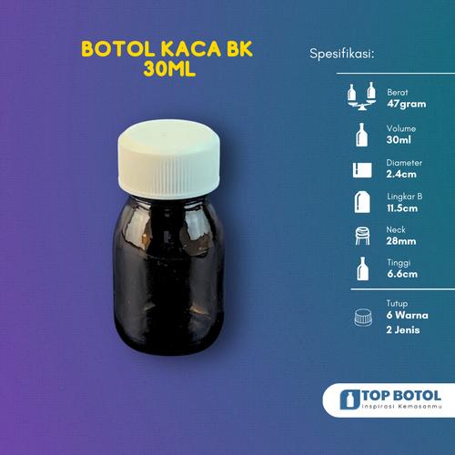 Jual Botol Kaca Coklat 30ml Botol Amber BK 30ml Botol Kaca Obat Kecil ...
