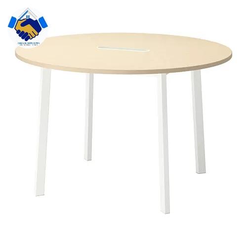 Jual Meja Rapat/Meja Meeting Meja Kantor Mewah kayu bulat putih120x75 ...