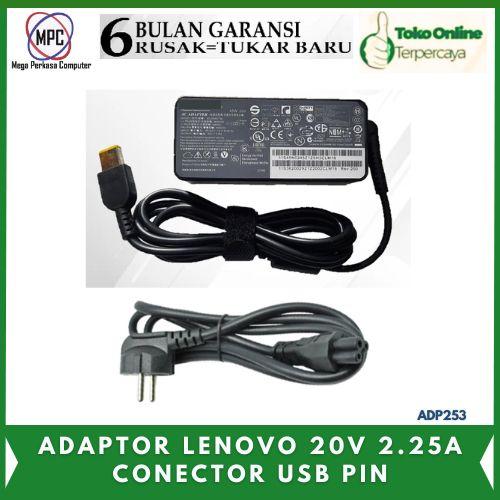 Jual Adaptor Charger Laptop Lenovo 20V 2.25A dengan Kabel Power Listrik ...