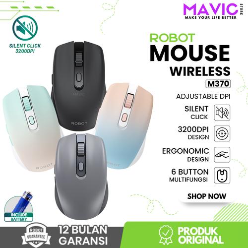 Promo ROBOT M370 Mouse Wireless Silent Klik Mouse Optical 2.4GHz ...