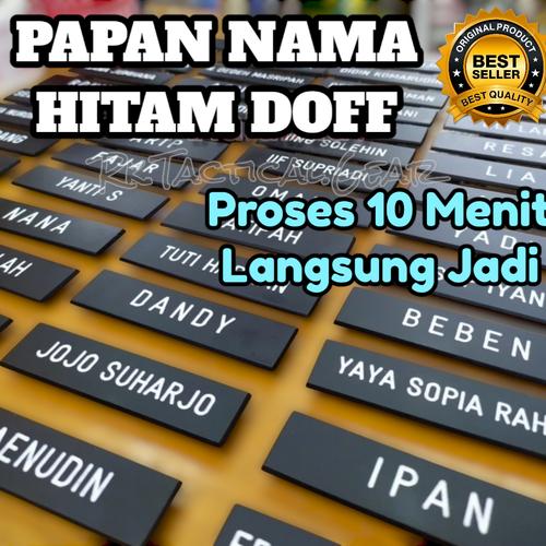 Promo Name tag / Papan nama Doff Grafir Nama Dada Peniti/Magnet/Paku ...