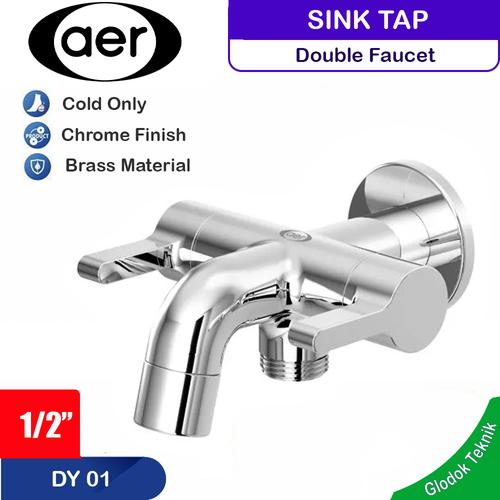 Jual AER Kran Double Keran cabang Kuningan Brass Double Faucet DY 01 ...