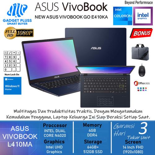 Jual Laptop Asus L410MA Intel N4020 Ram 4GB 512GB SSD 14.0 FHD ...