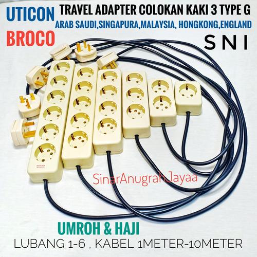 Jual UTICON Travel Adapter Colokan Kaki 3 UMROH HAJI/HK/SGP Kbl HITAM 1-10M - S/K LUBANG 1 ...