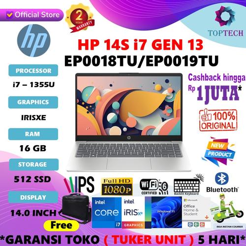 Promo HP 14S EP0018TU EP0019TU i7 1355U 16GB 512SSD IRISXE 14.0 FHD W11 ...