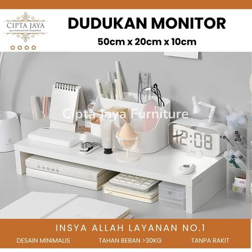 Jual Dudukan Meja Stand Monitor Laptop Komputer Kayu Standar - Putih ...