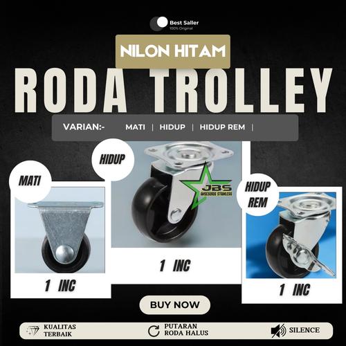 Jual RODA TROLLEY TROLI 1" INCH NYLON PP HITAM - MATI | HIDUP | HIDUP ...