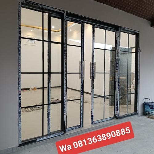 Jual pintu geser sliding double dan Rell atas sama handle besi stenlees ...