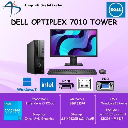 Promo Dell Optiplex 7010 Tower - i3 12100 8GB SSD 512GB WIN 11 21.5 ...