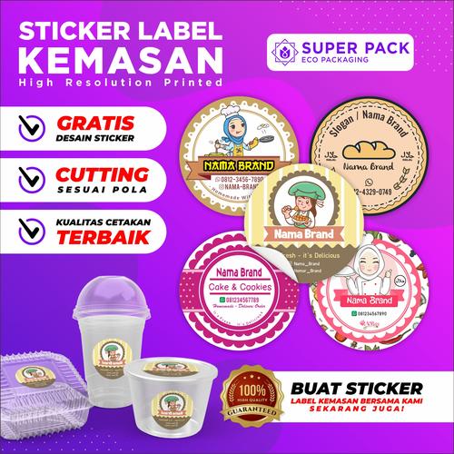 Jual Cetak Sticker Stiker Custom Segel Label Kemasan Produk Makanan ...