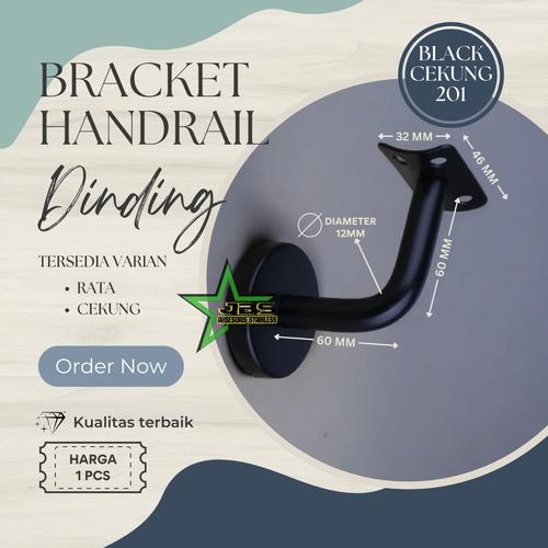 Jual BRACKET HANDRAIL DINDING (CEKUNG) BLACK MATTE STAINLESS 201 ...