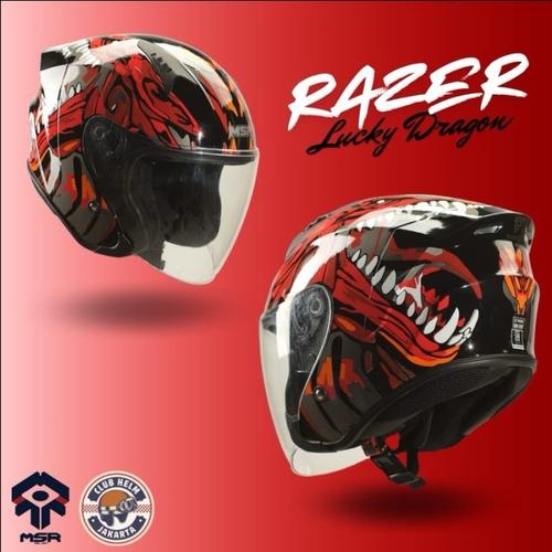 Promo Helm Half Face MSR Razer Motif Dragon Doff Glossy SNI Single ...