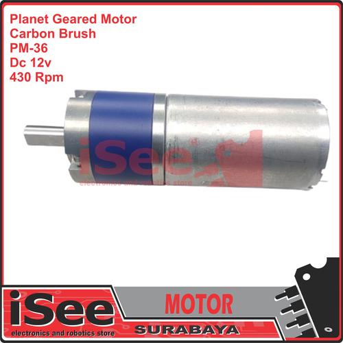 Jual PGM36 DC Motor 12V 430rpm CARBON brush speed planetary gear box ...