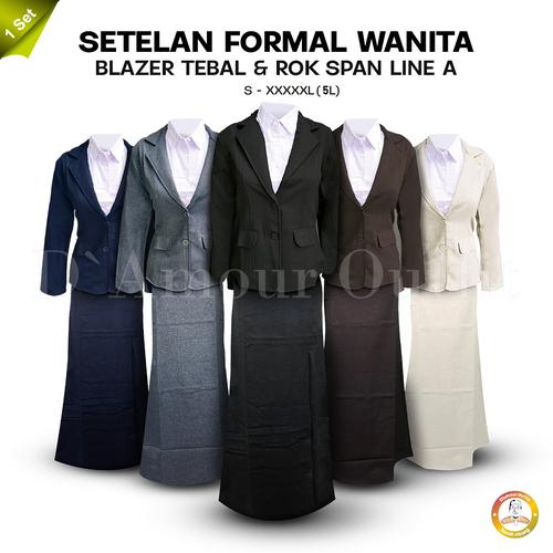 Jual Setelan Blazer dan Rok Line A Wanita Formal ukuran S-5L 4 Warna ...