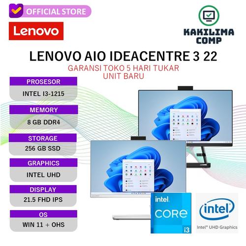 Promo LENOVO AIO IDEACENTRE 3 22 intel i3 1215 8GB 256GB SSD W11+OHS 21 ...