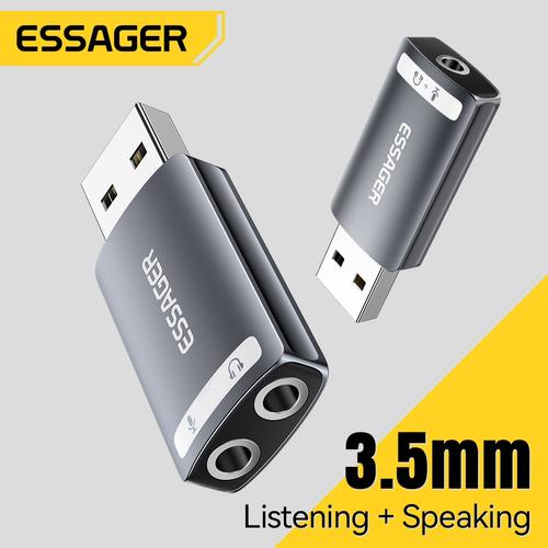 Jual Essager USB Sound Card External 3.5mm USB Adapter Earphone ...