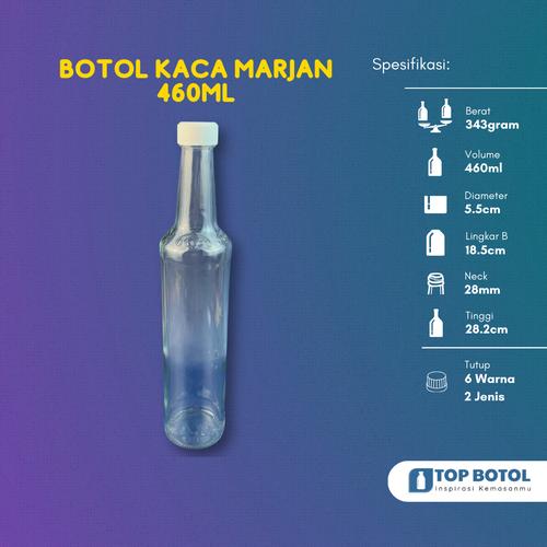 Jual Botol Marjan Kaca bening 460 ML | Botol Madu - Plastik Hitam ...