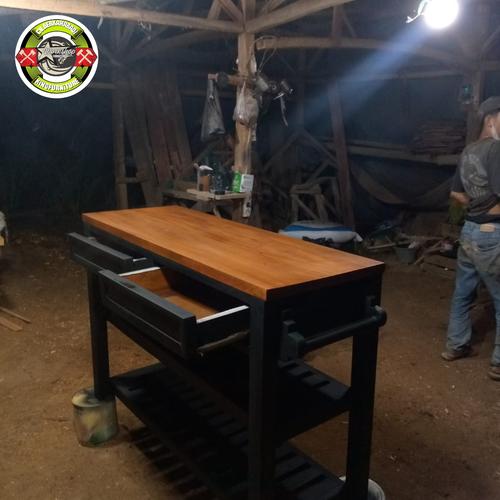 Jual meja kitchen island table 2 laci minimalis kayu mahoni asli ...