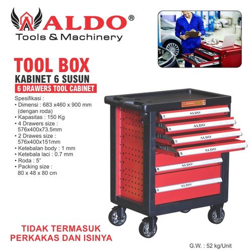 Jual TOOL BOX BESI MODEL KABINET 6 SUSUN / 6 DRAWERS TOOL CABINET / LEMARI UNTUK PERKAKAS MERK ...