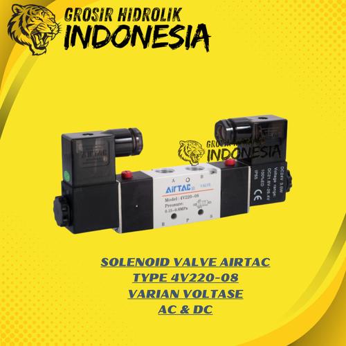 Jual SOLENOID VALVE 4V220-08 SELENOID VALVE AIRTAC TYPE 4V220-08 AC220 ...