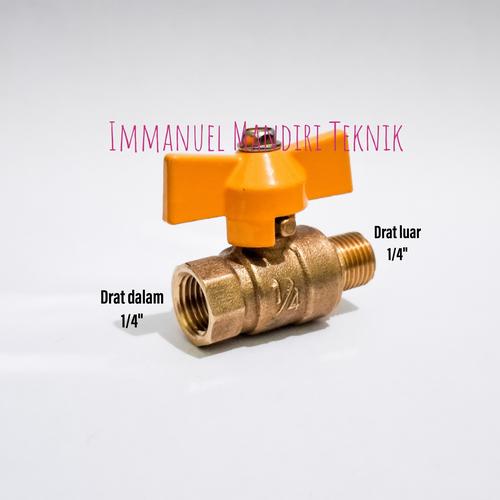 Jual Ball valve male female 1/4 mini kuningan / Stop kran 1/4 drat luar dalam high pressure ...