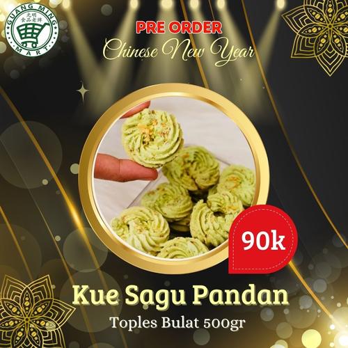 Jual Kue Kering Sagu Pandan Keju Vegetarian Ukuran Toples Bulat 500g ...
