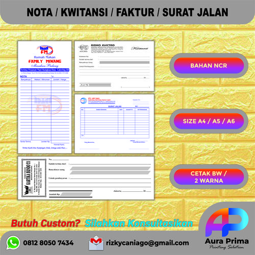 Jual Cetak Nota / Kwitansi / Faktur / Surat Jalan ( BW / 2 WARNA ) - A6 ...