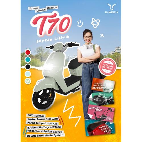 Jual SEPEDA LISTRIK UWINFLY T70 BATERAI LITHIUM GARANSI RESMI - Biru ...