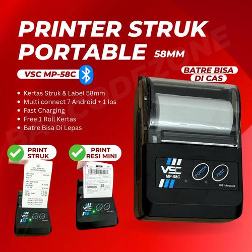 Jual MOBILE PRINTER BLUETOOTH MINI PRINTER THERMAL PRINTER VSC MP-58C ...