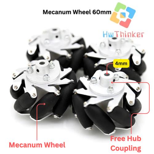 Jual 4pcs/set 60mm Metal Mecanum Wheel Omni-directional+Shaft Hub ...