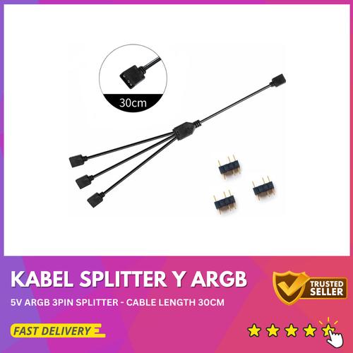 Jual Kabel ARGB 3 Pin Y Splitter | ARGB 3 Pin Extension Kabel Hub - Extension 30CM, Hitam ...