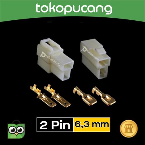 Jual Soket 2P 6,3mm Skun 2 Pin Male + Female Socket Motor Mobil Jack 6 ...