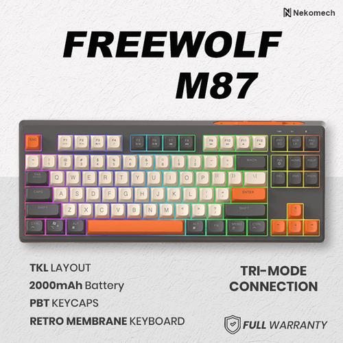 Jual FREEWOLF M87 Wireless Retro Keyboard RGB Backlit BT5.0 & 2.4G ...