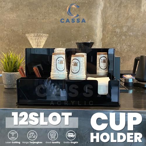 Promo Rak Paper Cup Coffee Holder Organizer Akrilik 12 Slot Multifungsi ...