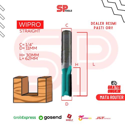 Jual MATA ROUTER ROTER PROFIL KAYU LURUS STRAIGHT BIT 1/4" X 11MM WIPRO ...