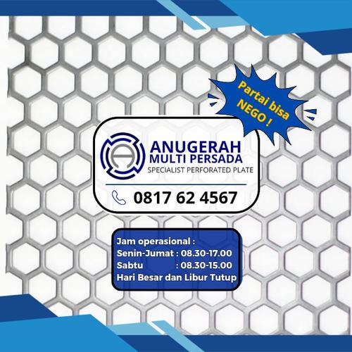 Jual Plat Lubang Besi Segi Enam Hexagonal 0,8 mm Lubang 6 mm (1x2 m ...
