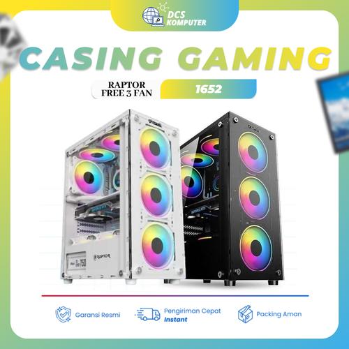 Jual Casing Gaming PC Raptor Black Strike 1652 free 3 fan RGB ATX ...