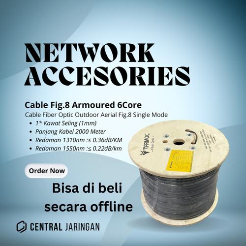 Jual Tarmoc Fiber Optic Cable Fig 8 Armoured 6 Core 2000m | Kabel Fiber ...