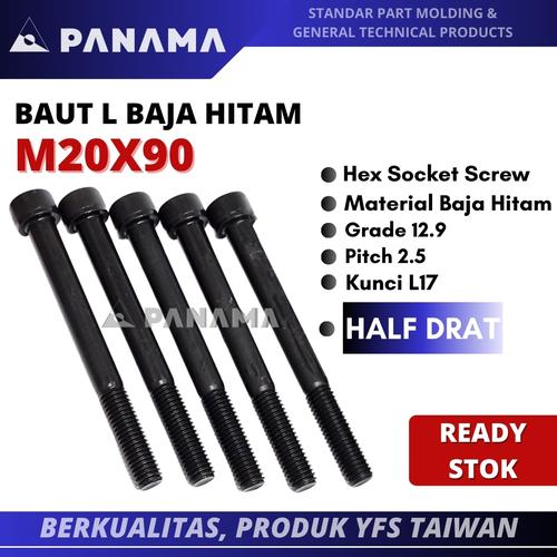 Jual Baut L M20x90 Baut L Baja 12.9 M20 x 90 mm Pitch 2.5 Half Drat YFS Taiwan - Jakarta Pusat ...