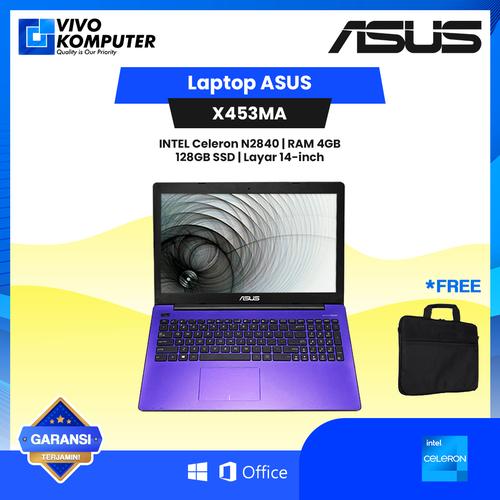 Jual Asus X453M Purple | Laptop Pelajar | INTEL Celeron N2840 | RAM 4GB | SSD 128GB | Layar 14 ...