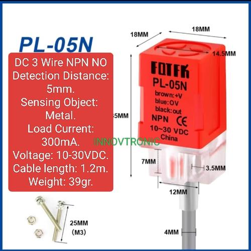 Jual PL05N PL-05N Inductive Proximity Switch NPN NO Equivalent Fotek ...