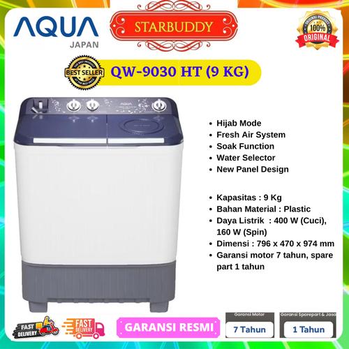 Jual MESIN CUCI AQUA QW-9030HT, QW9030 2 TABUNG 9 KG HIJAB MODE ...