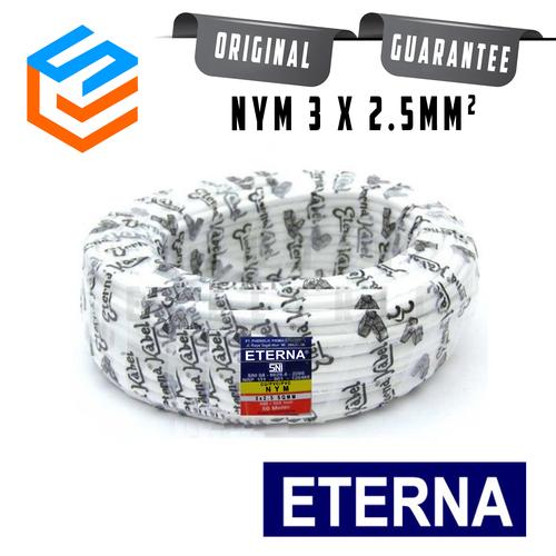 Jual Eterna Cable NYM Roll 3x2.5 mm2 Kabel Listirk Tembaga Kawat - 50M ...