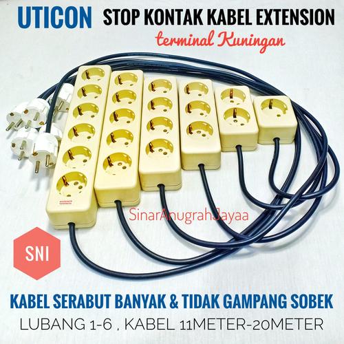 Jual UTICON Stop Kontak Kabel Extension Lubang 1-6 Kabel HITAM 11M-20M ...
